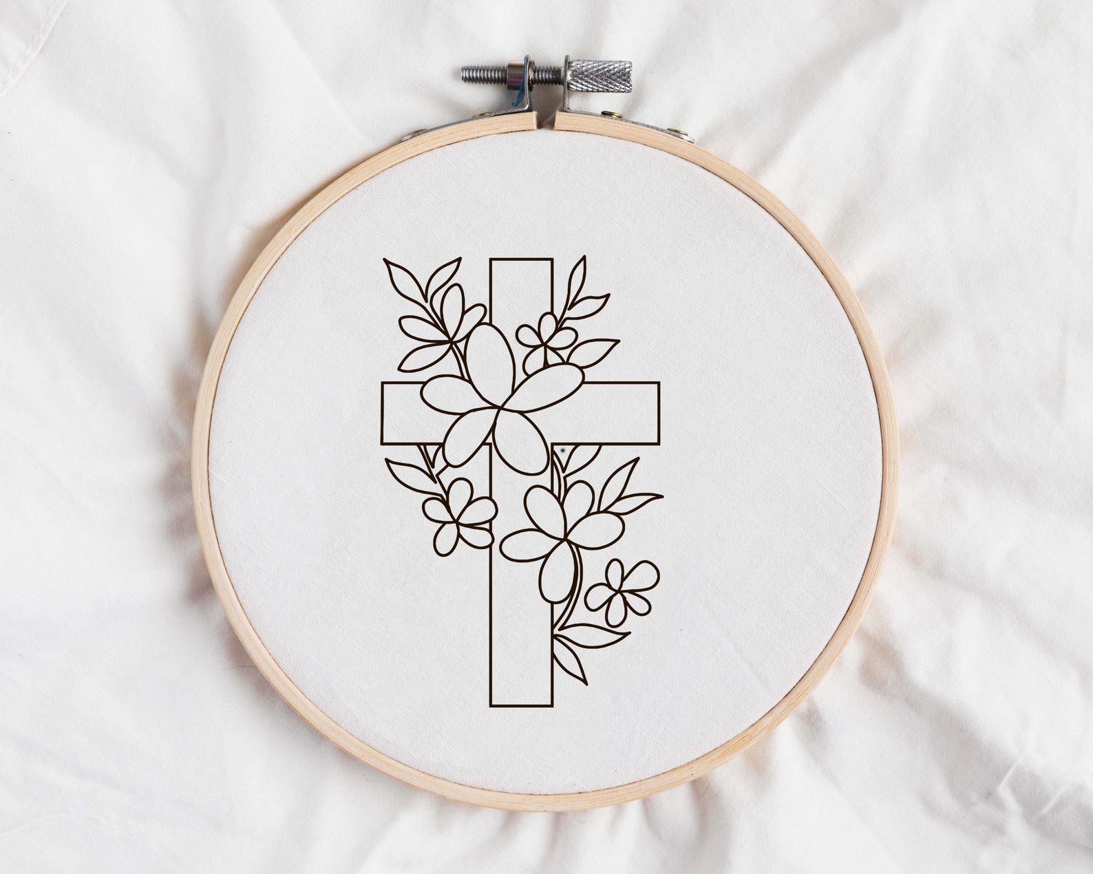 Flower Cross Embroidery Pattern, Christian Embroidery Pattern, Cross ...