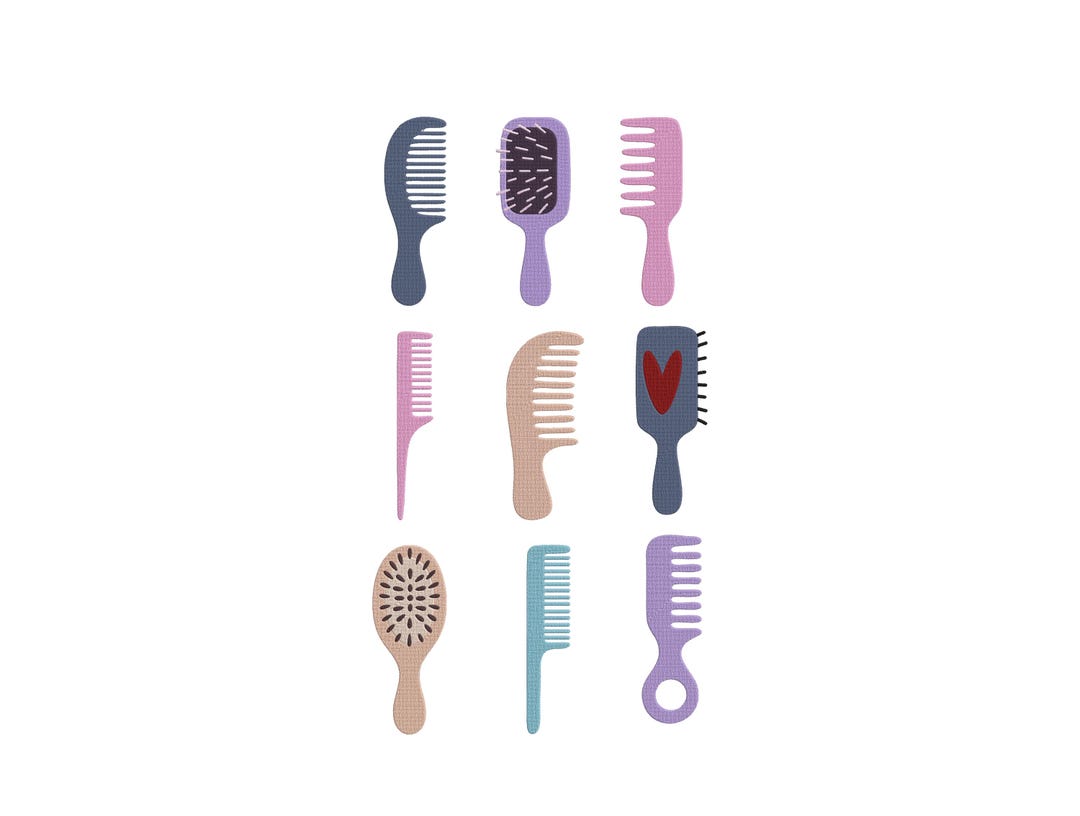 Hair Comb & Brush Embroidery Design, Hair Comb Bundle Embroidery Design ...