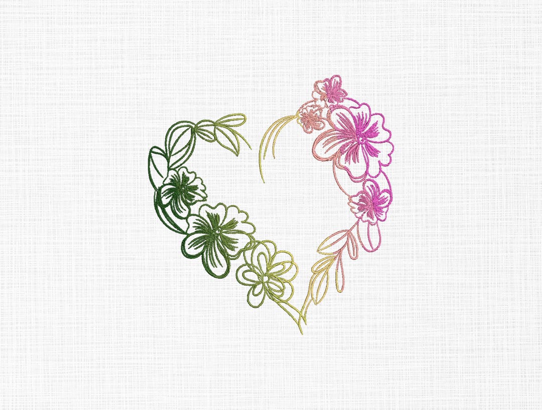 Floral Heart Embroidery Design, Heart Frame Border Machine Embroidery ...