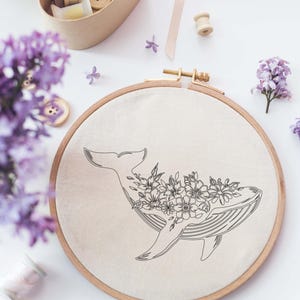 Delphine Floral Fish Hand Embroidery Pattern, Fish Pattern, Ocean ...