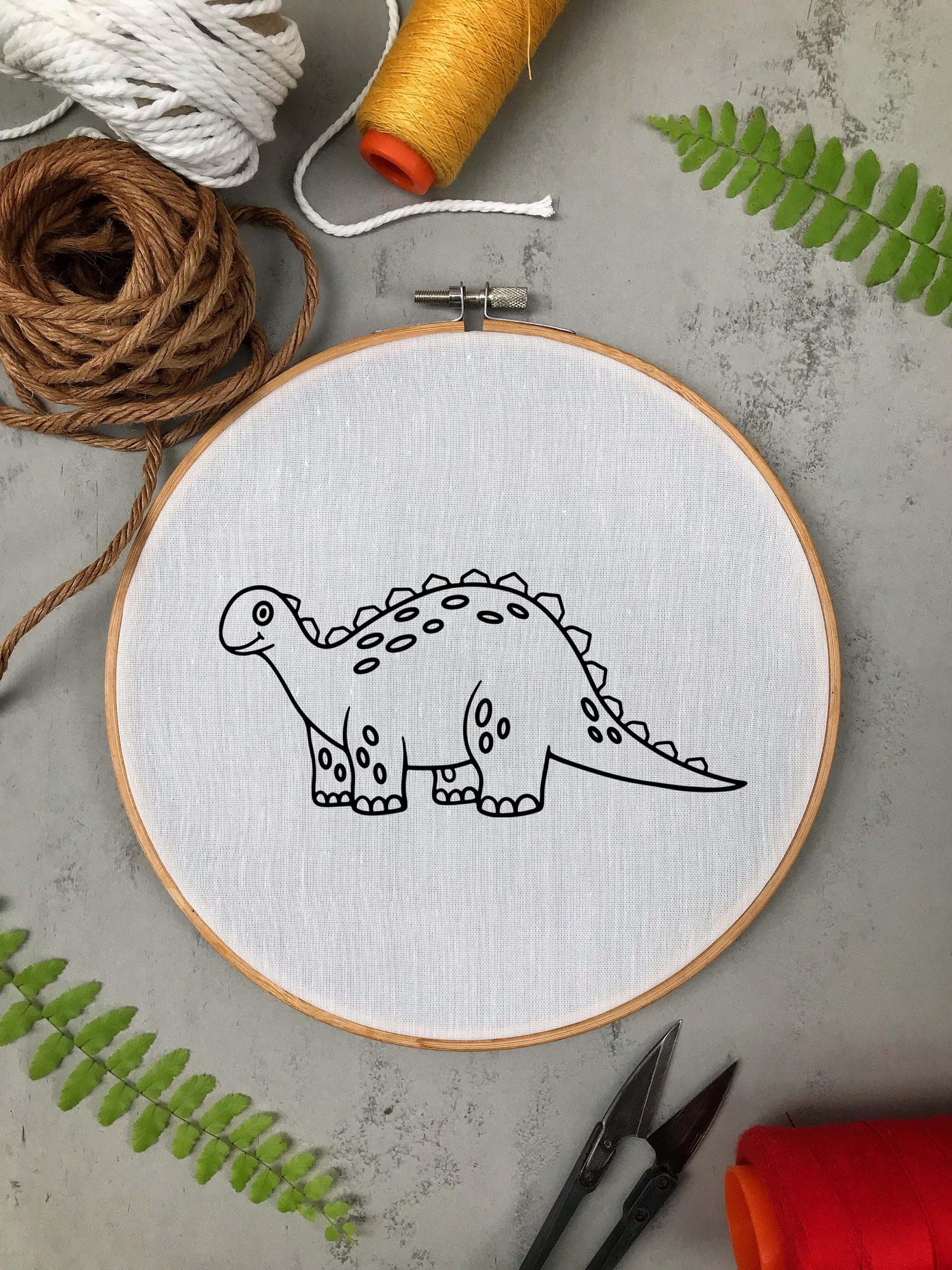 Cute Dinosaurs Hand Embroidery Pattern, Dinosaur Needlepoint Pattern ...