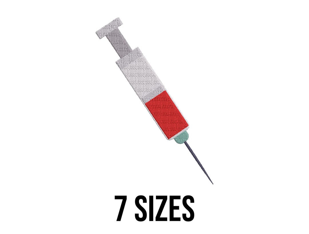 Syringe Needle Embroidery Design, Nurse Injection Embroidery Design ...