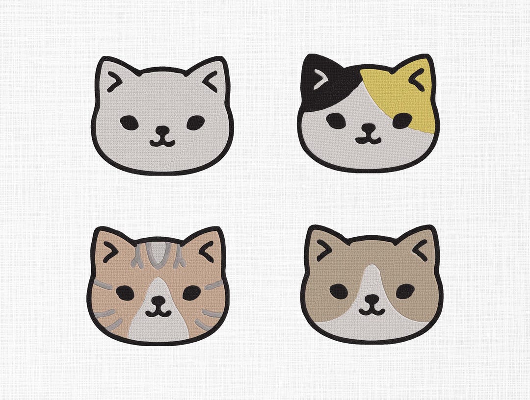 Cats Bundle Embroidery Design Cats Face Bundle Embroidery Design ...