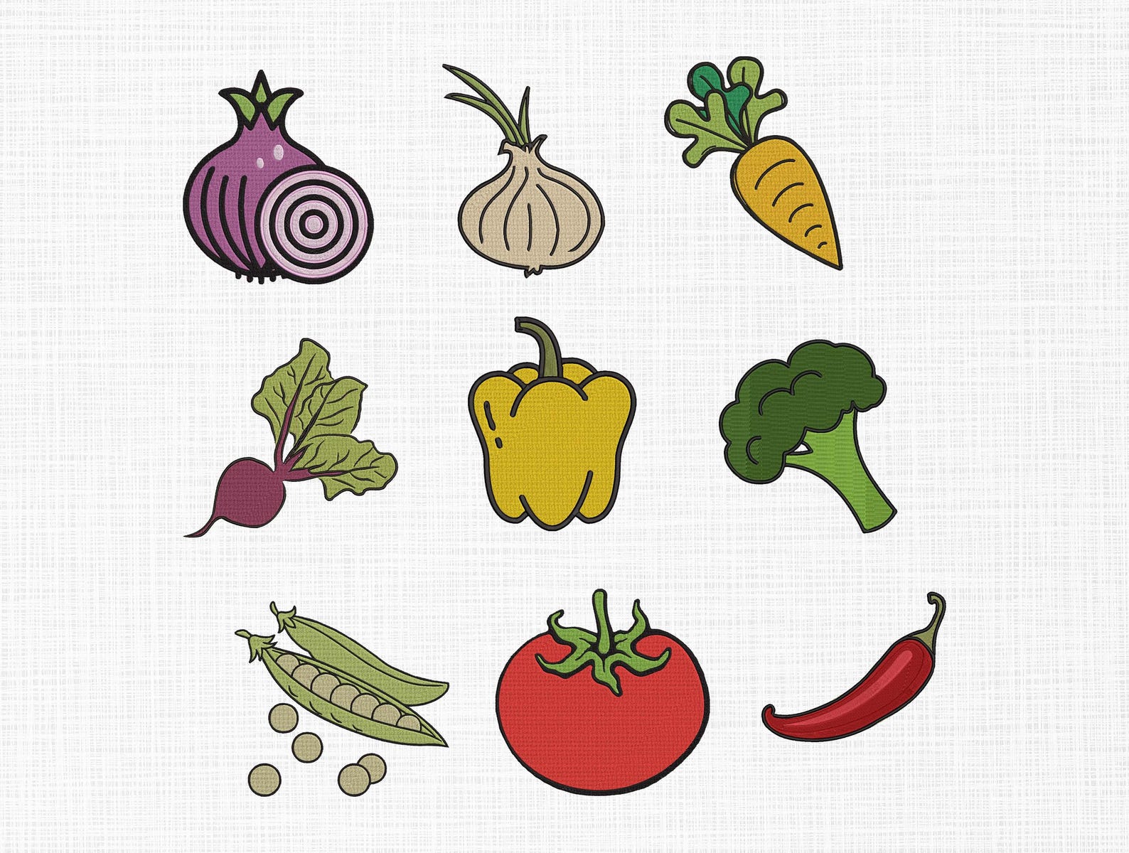 Vegetables Bundle Embroidery Design Vegetables Embroidery Cute ...