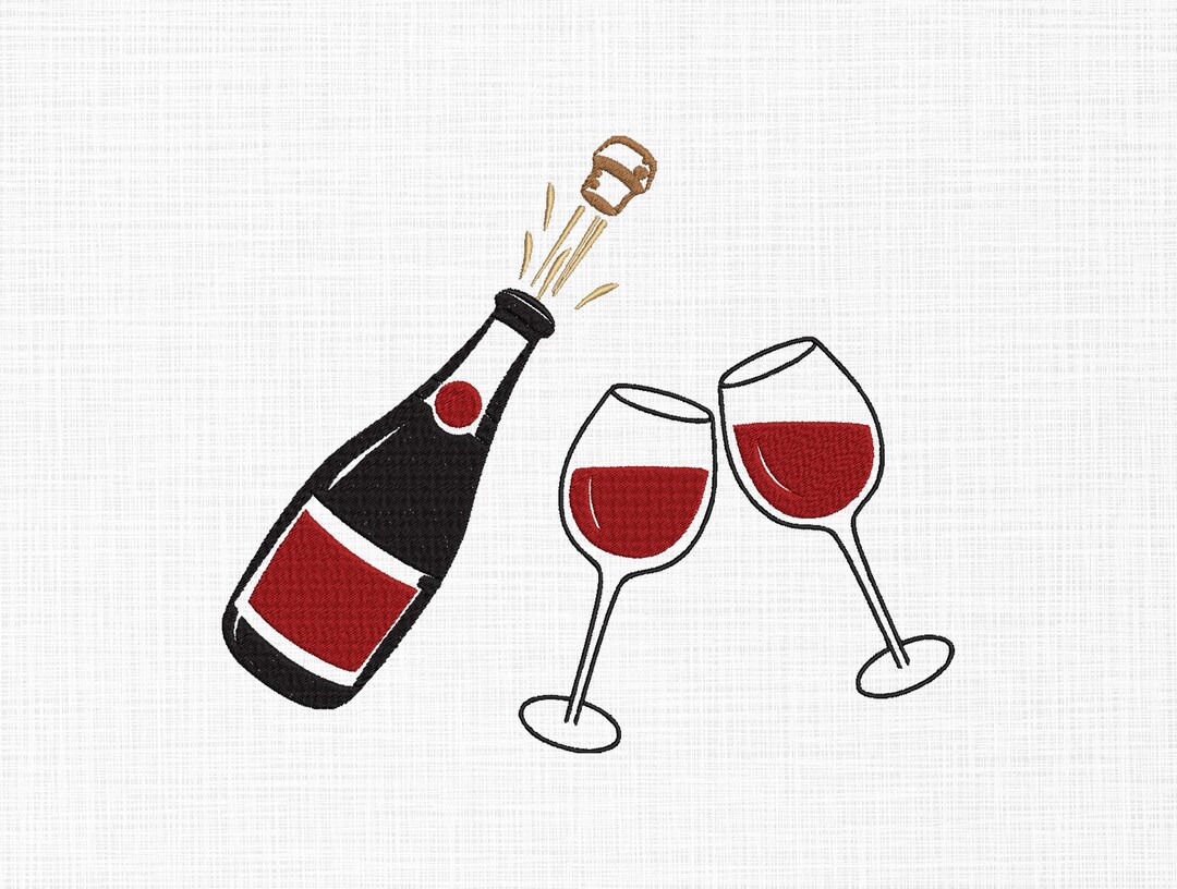 Wine With Glasses Embroidery Design Wine Embroidery Design Wine Glass ...