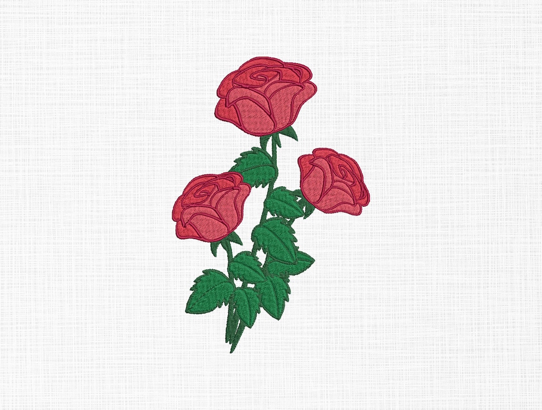 Red Roses Bunch Embroidery Design Rose Flower Embroidery Design Flowers ...