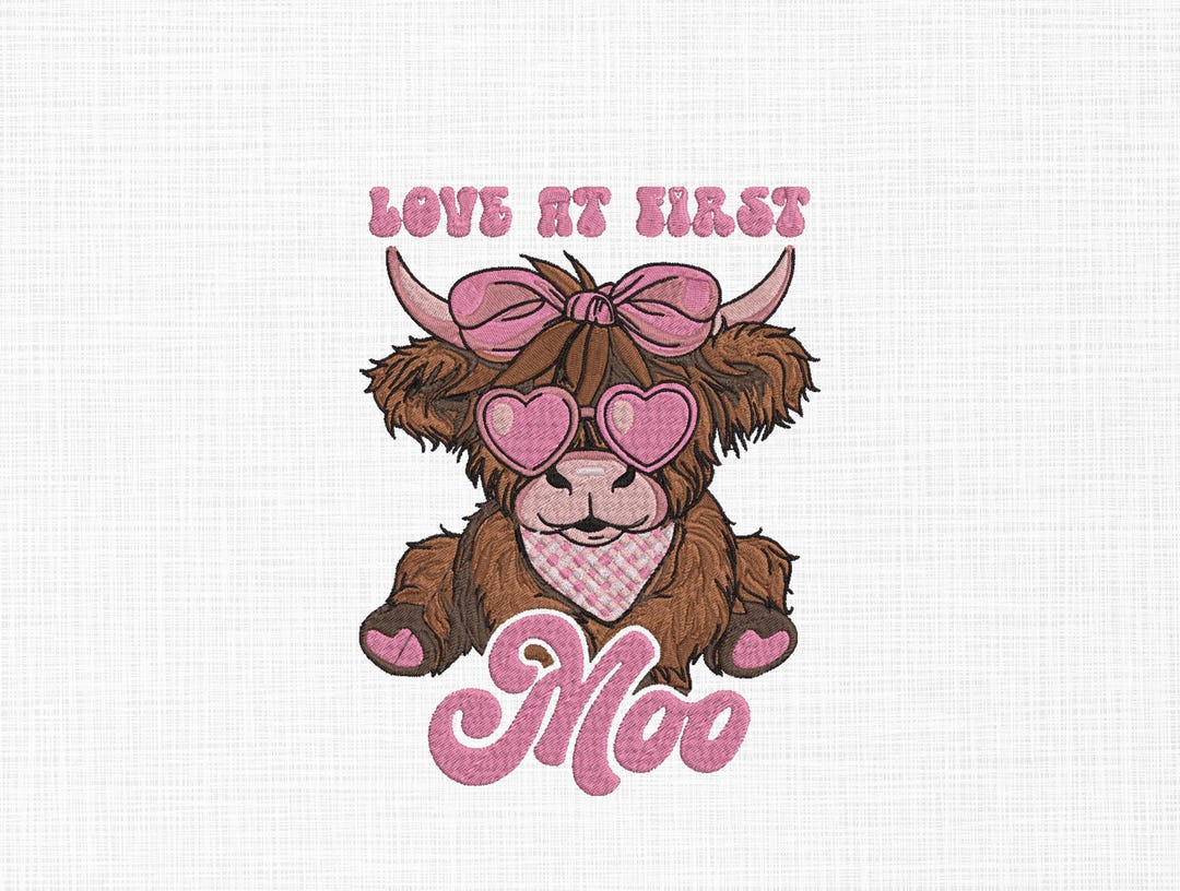 Moo-chas Gracias Embroidery Design, Funny Highland Cow Embroidery Files ...