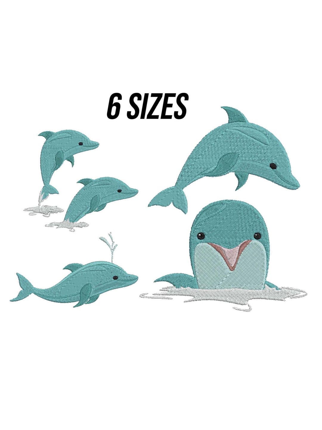 Dolphin Bundle Embroidery Design, Ocean Machine Embroidery File, Playful Sea Animal Embroidery ...