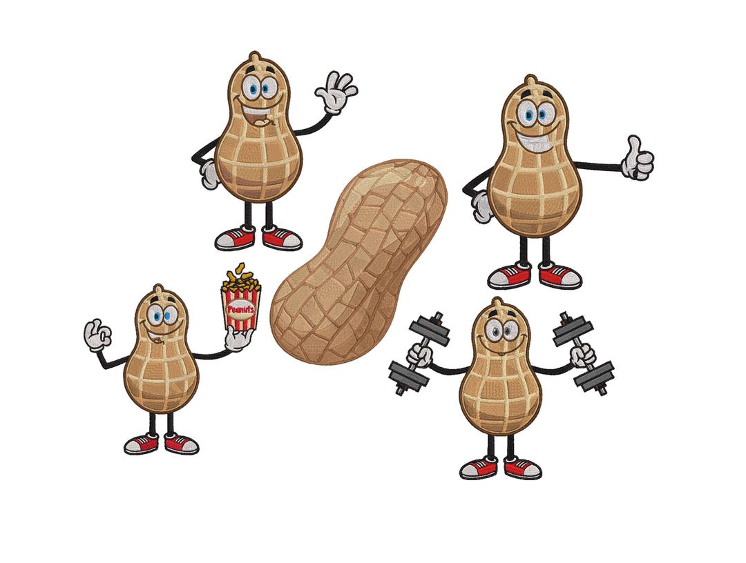 Peanut Face Embroidery Design, Peanut Bundle Embroidery, Nuts ...