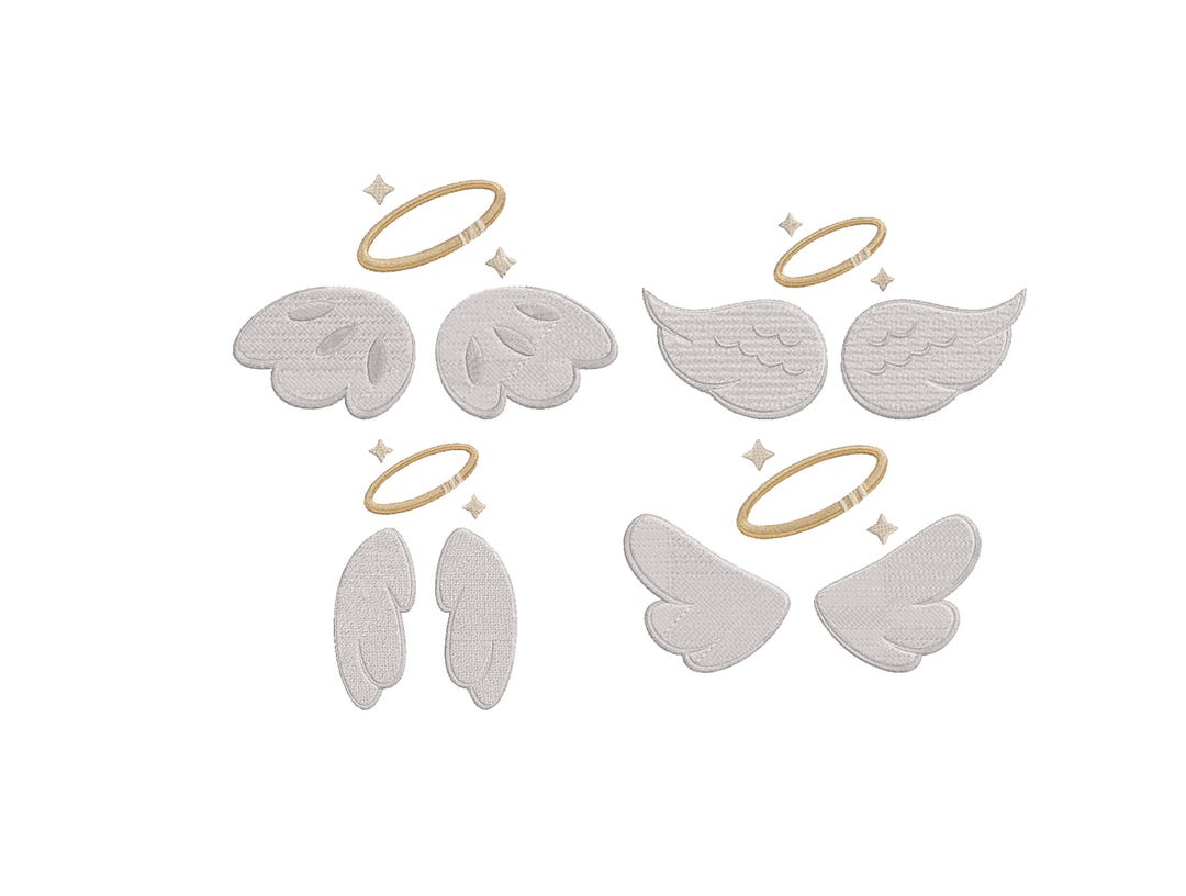Angel Wings Bundle Machine Embroidery Design, Baby Angel Embroidery ...