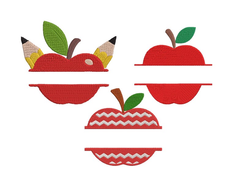 Mini Apple Embroidery Design, Fruit Embroidery Design, Back to School ...