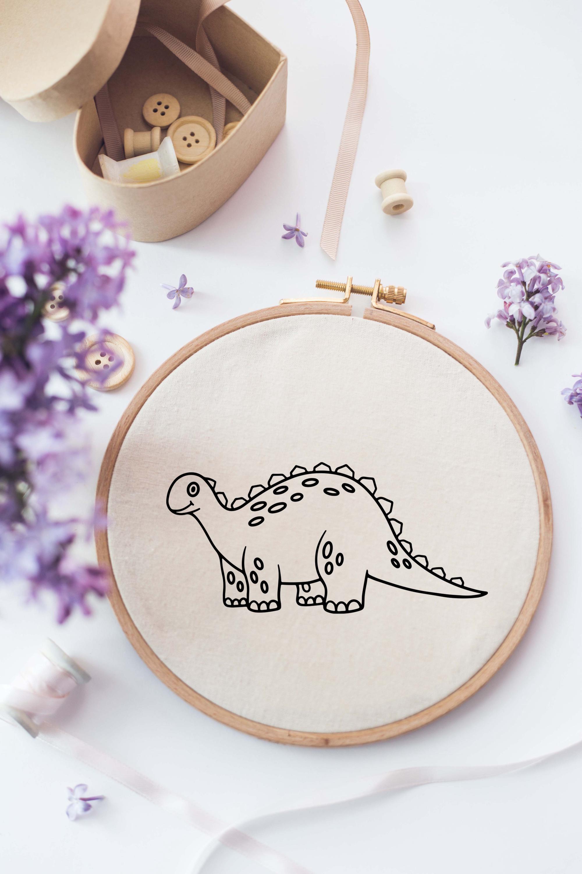 Cute Dinosaurs Hand Embroidery Pattern, Dinosaur Needlepoint Pattern ...