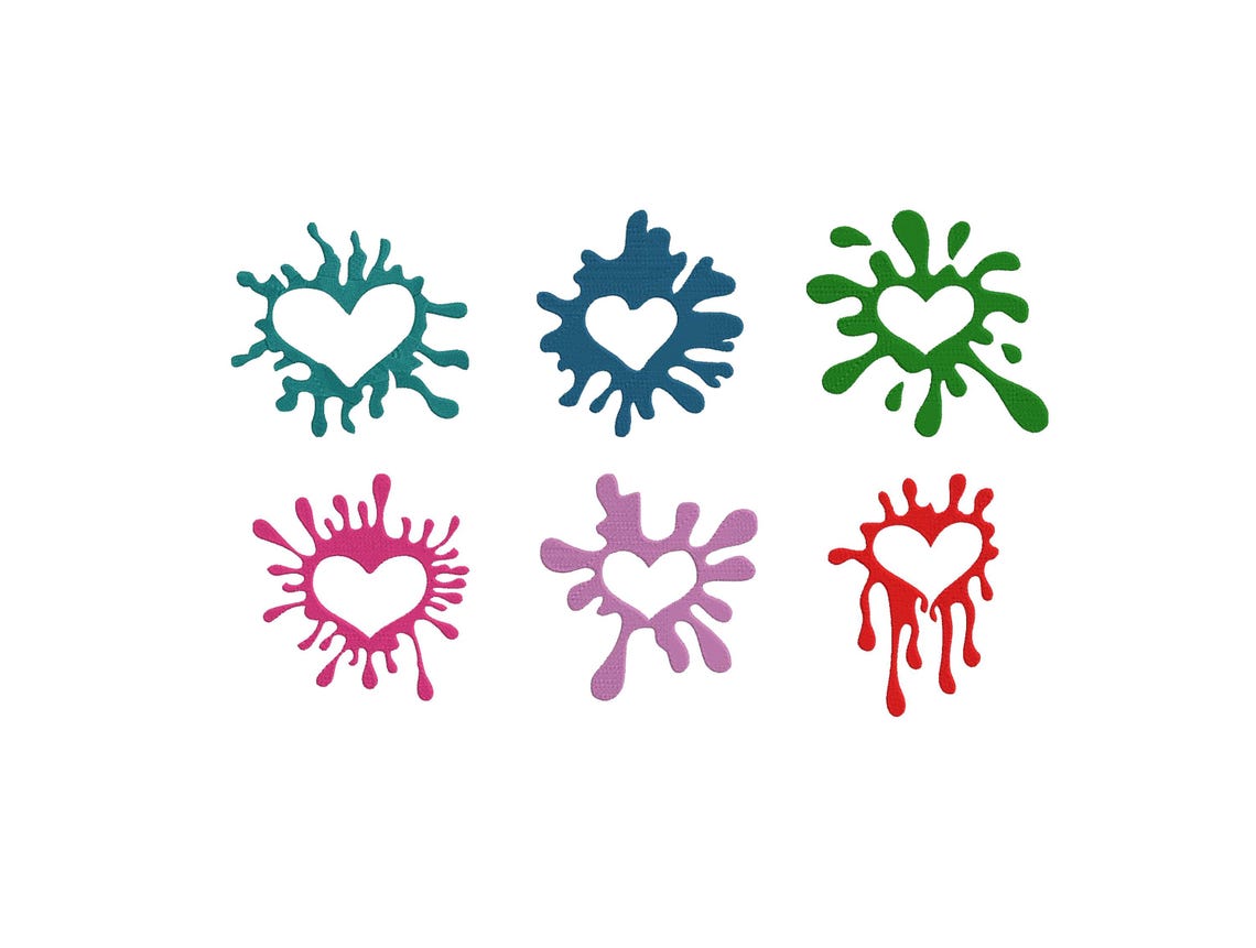 Heart Splash Embroidery, Splash Embroidery, Paint Splatter Embroidery ...
