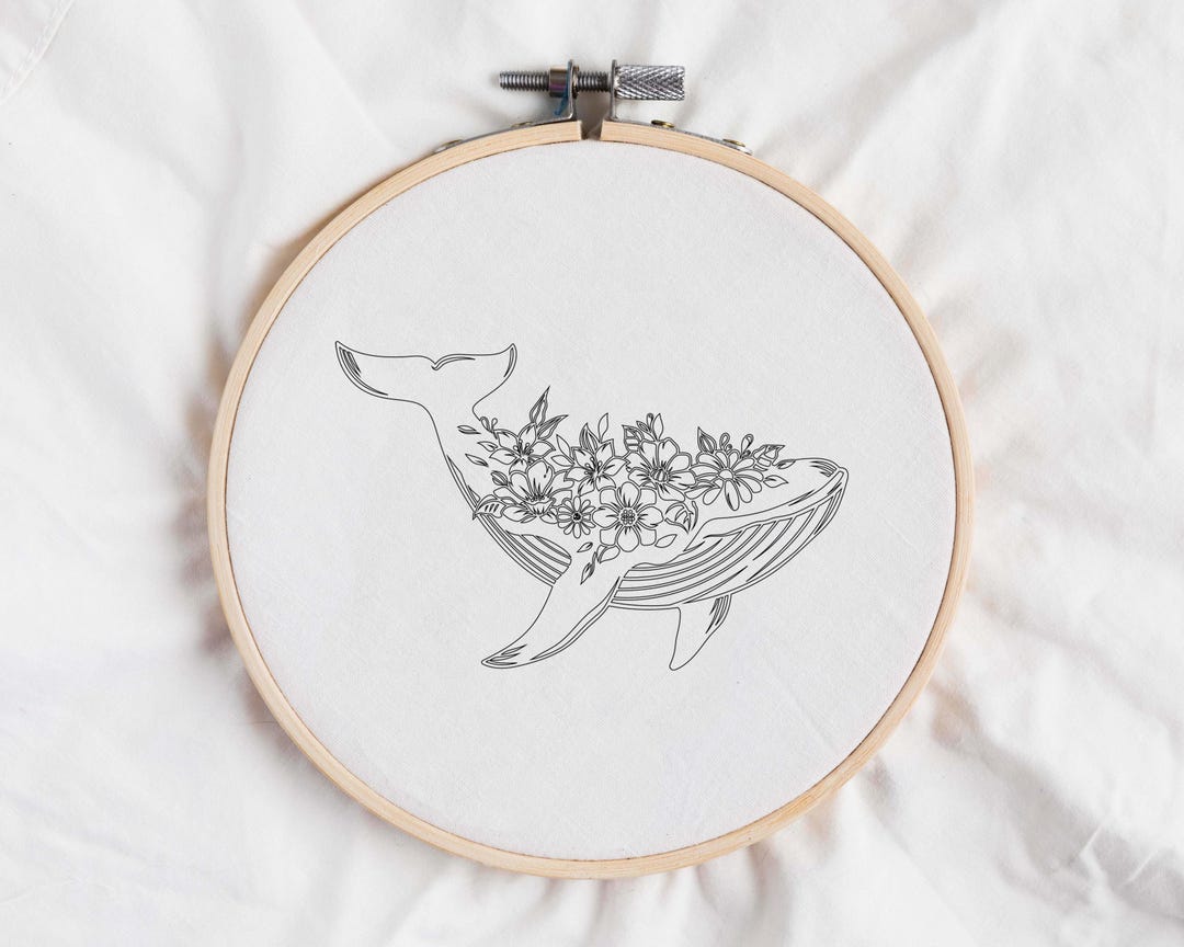 Delphine Floral Fish Hand Embroidery Pattern, Fish Pattern, Ocean ...
