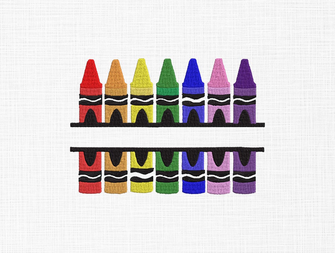 Crayons Colors Monogram Embroidery Design Crayons Embroidery Design ...