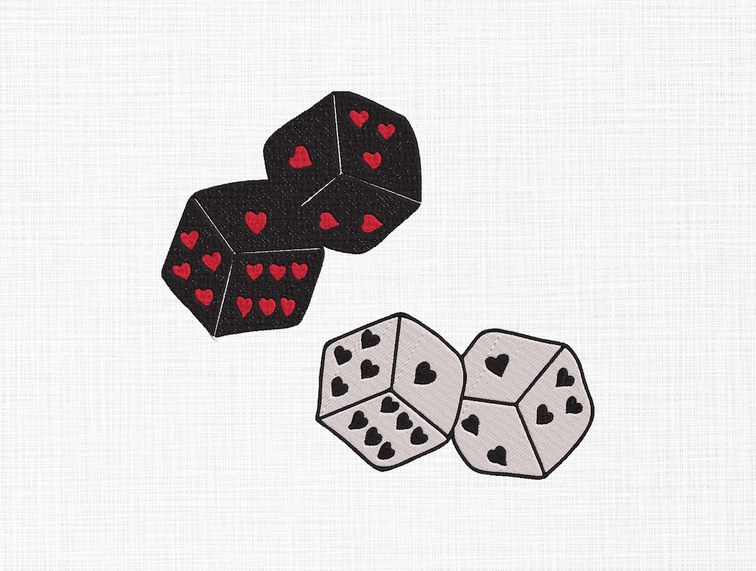 Dice Hearts Bundle Embroidery Design Dice Embroidery Design Valentine's ...