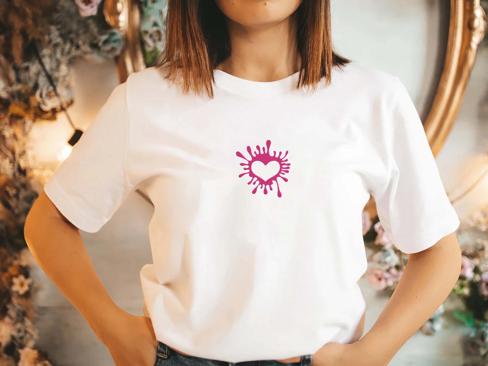 Heart Splash Embroidery, Splash Embroidery, Paint Splatter Embroidery ...