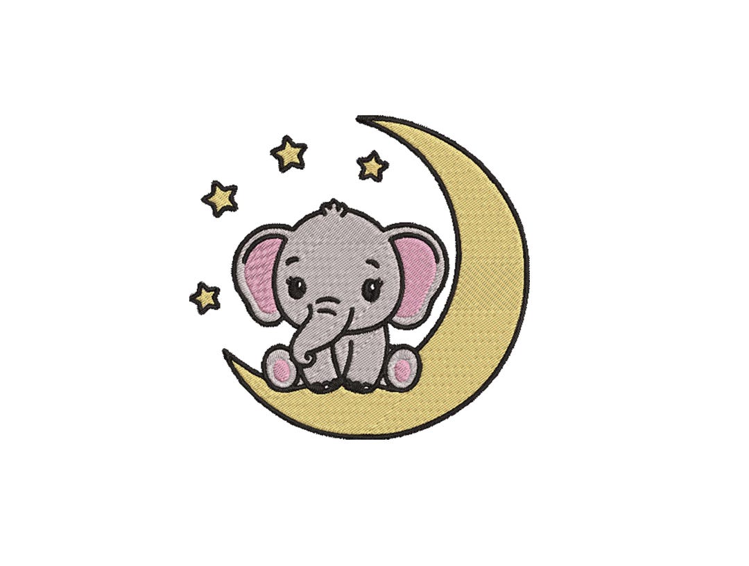 Cute Baby Elephant Machine Embroidery, Animal Embroidery Design ...