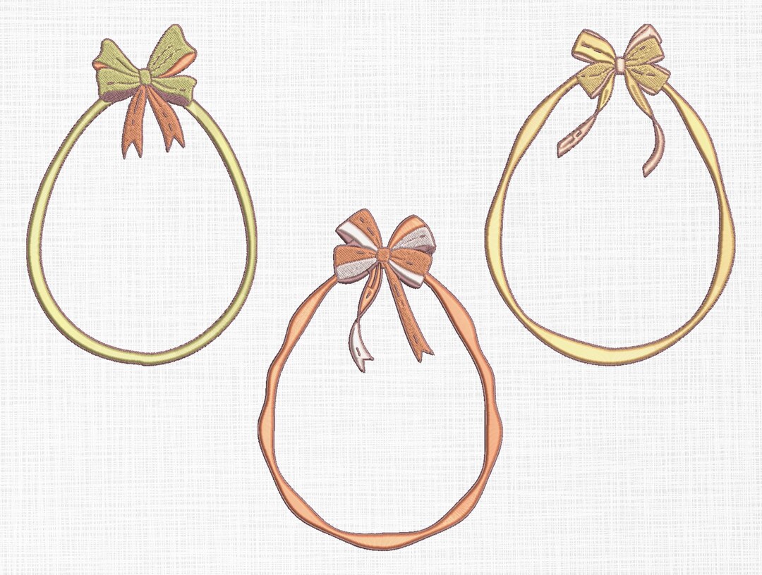 Blank Vintage Monogram Ribbon Bow Frames Embroidery Designs, Bow Circle ...