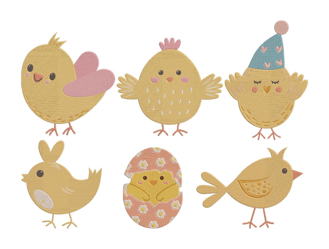 Cute Chicks Bundle Embroidery Design - Funny Cute Chick Embroidery File ...