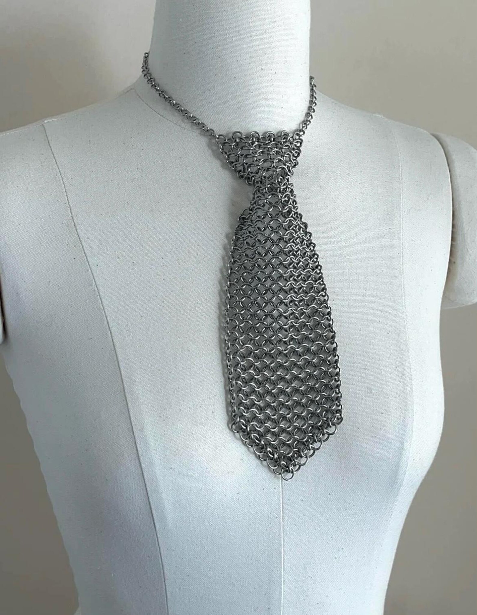 Handmade Heavy Metal Woven Tie, Trendy Metal Necktie Accessory, Gothic ...