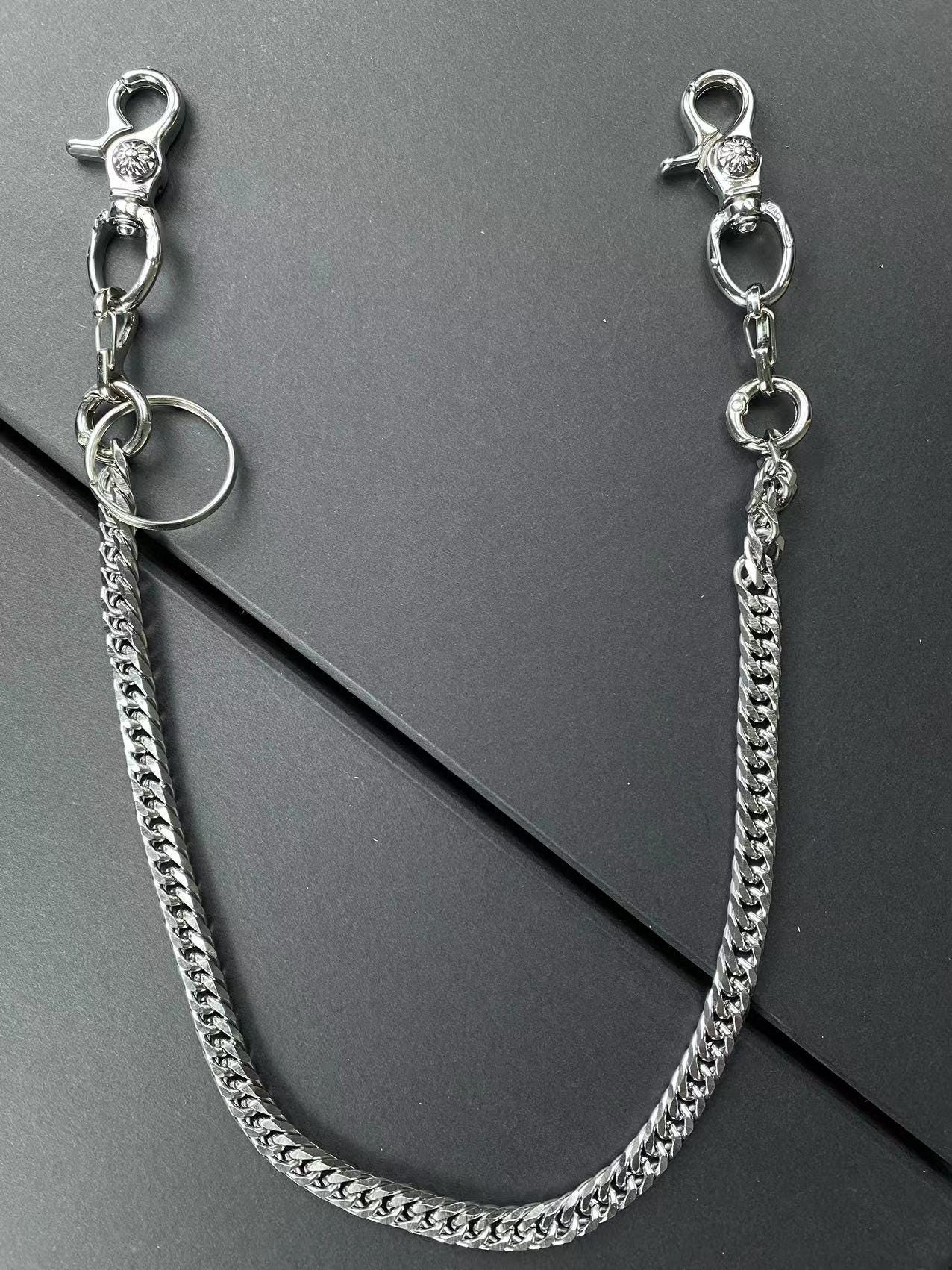 Retro Silver Rose Carving Silver Chain Pants Chain, Chunky Silver Pants ...
