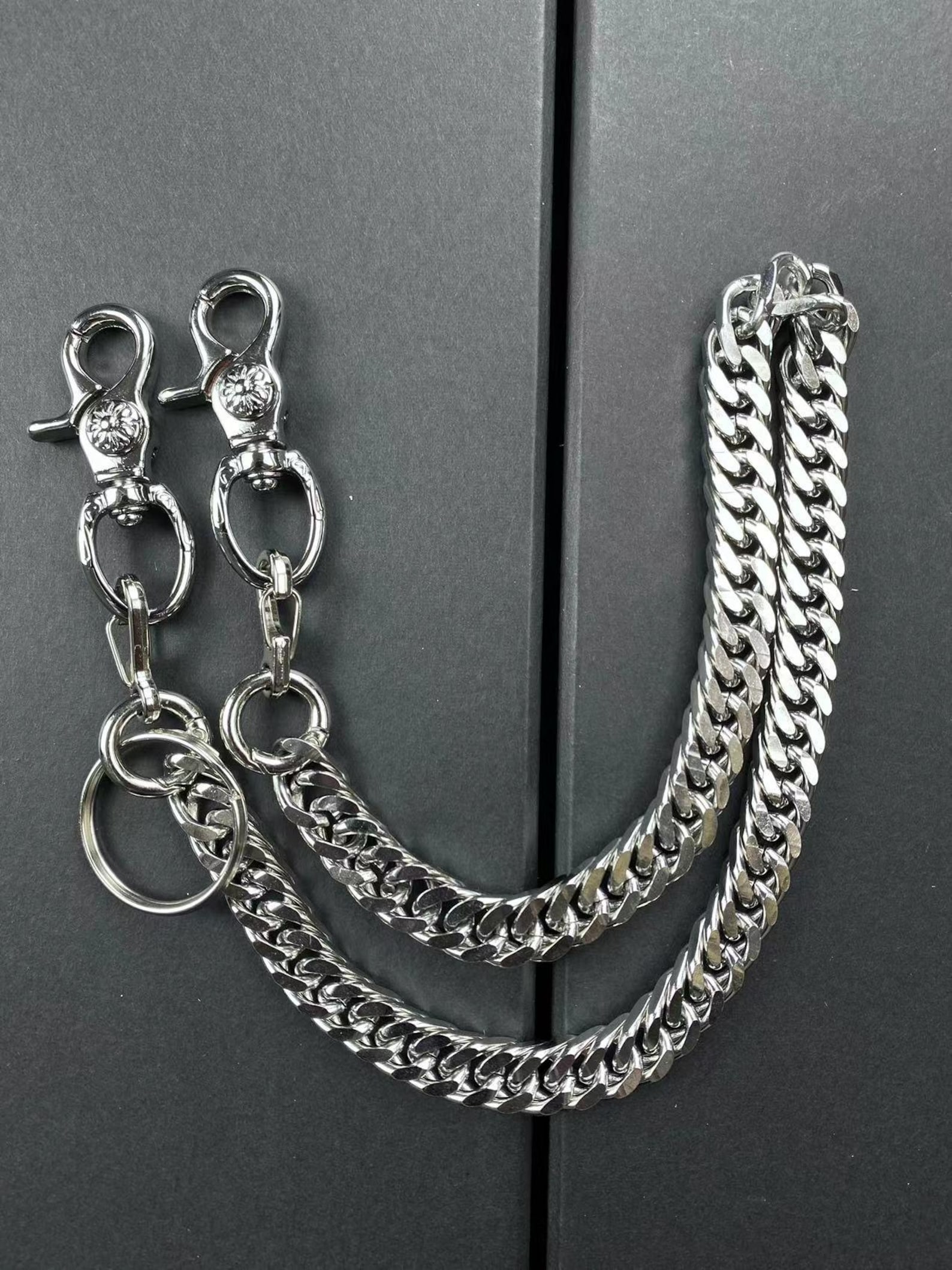 Retro Silver Rose Carving Silver Chain Pants Chain, Chunky Silver Pants ...