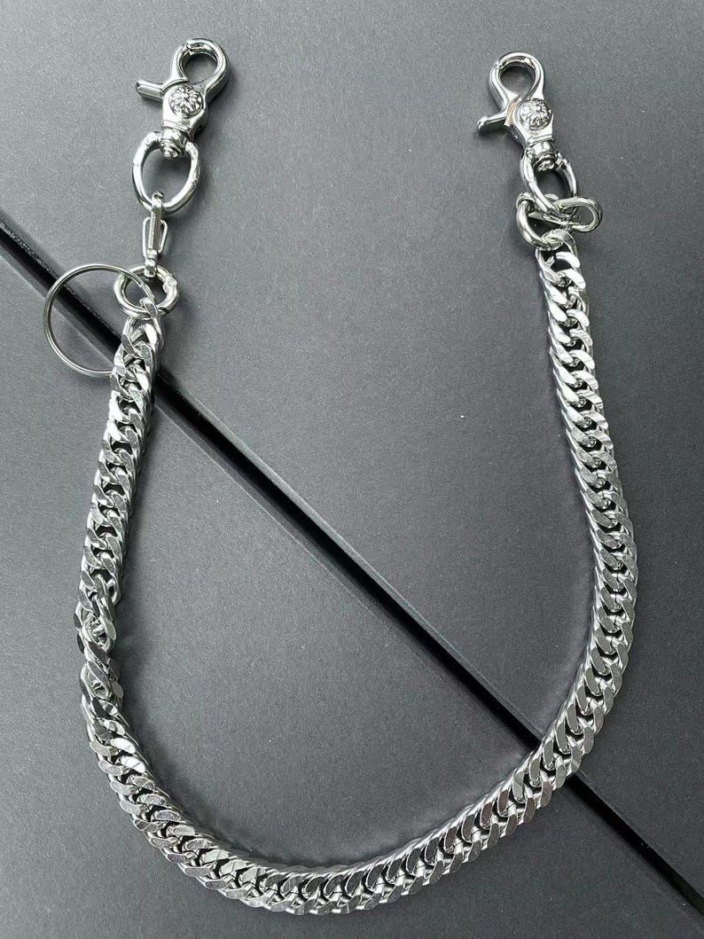 Retro Silver Rose Carving Silver Chain Pants Chain, Chunky Silver Pants ...