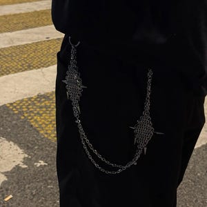 Punk Silver Spike Pants Chain, Grunge Irregular Woven Pants Chain ...