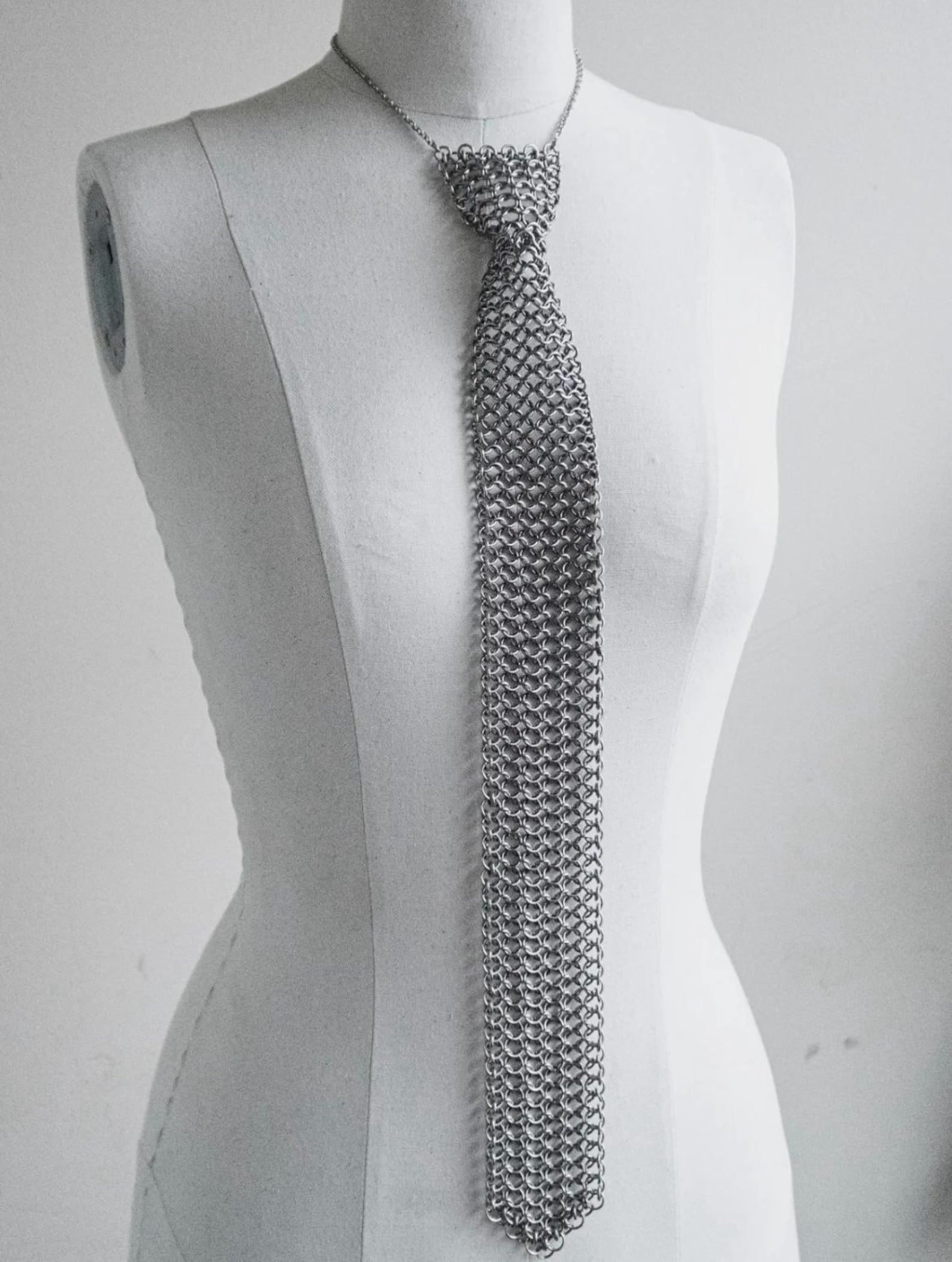 Handmade Heavy Metal Woven Tie, Trendy Metal Necktie Accessory, Gothic ...