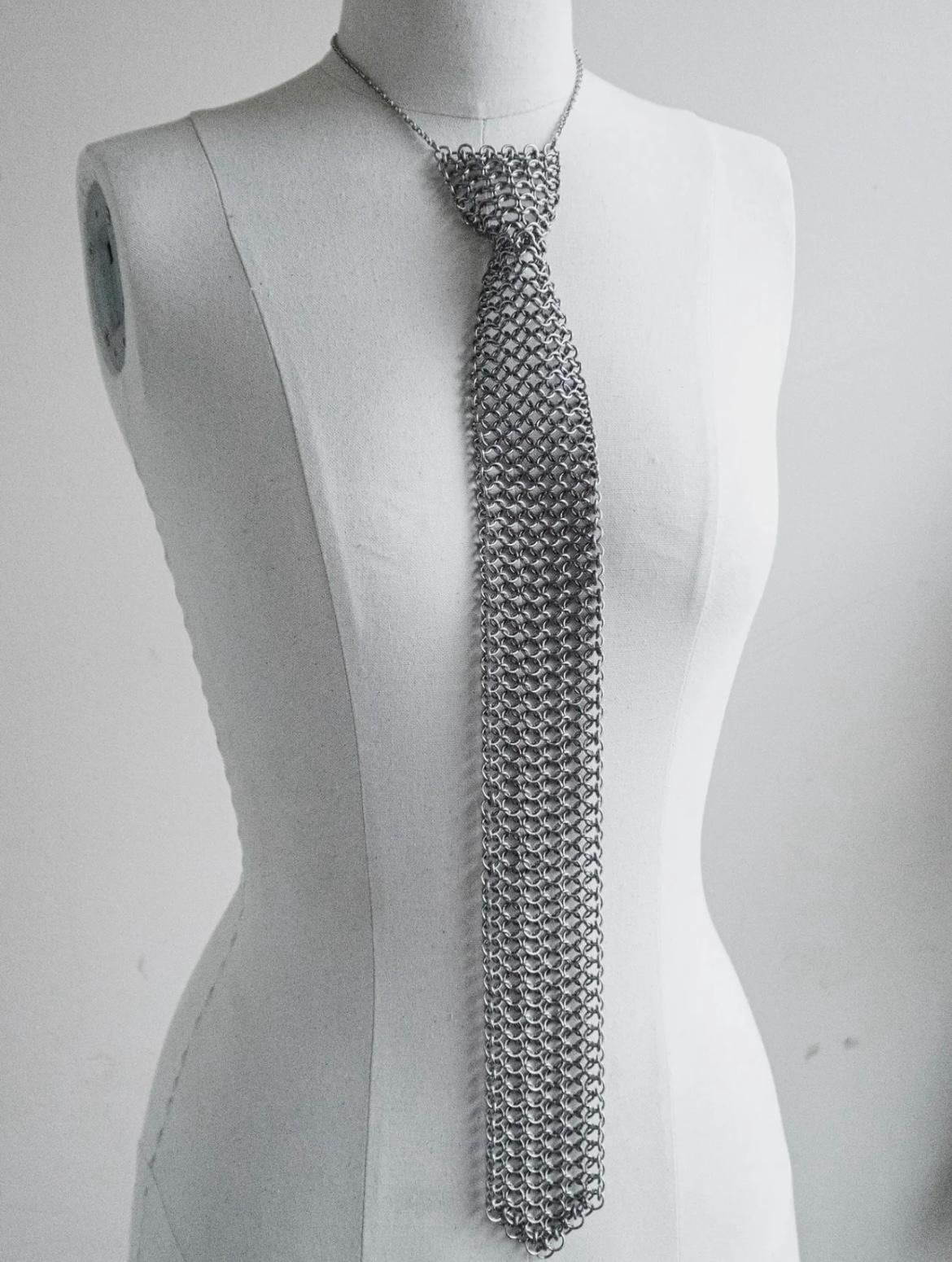 Handmade Heavy Metal Woven Tie, Trendy Metal Necktie Accessory, Gothic ...