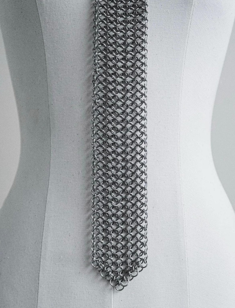 Handmade Heavy Metal Woven Tie, Trendy Metal Necktie Accessory, Gothic ...