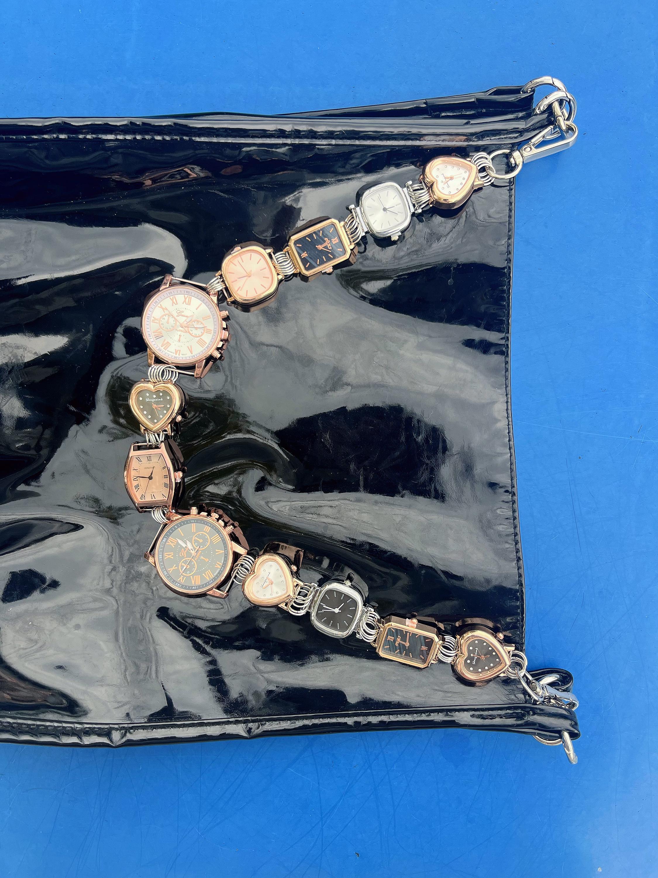 Punk Vintage 12_piece Watch Belt&bag Chain, Edgy Black and Gold Watch ...