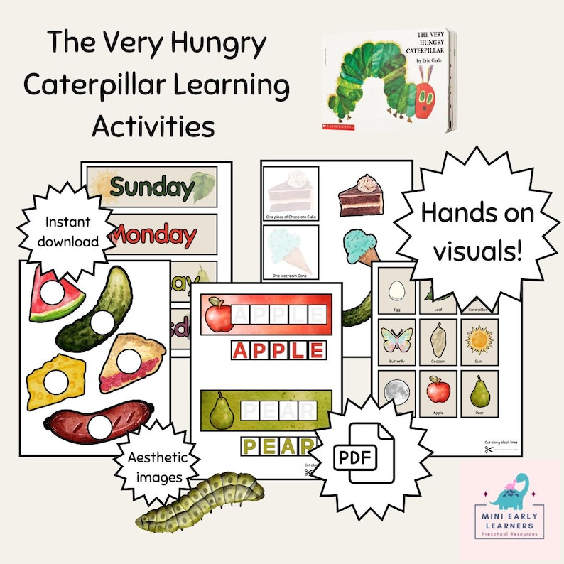 The Very Hungry Caterpillar/learning Activities/preschool /storytelling ...