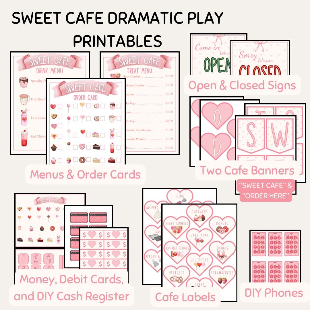 Sweet Cafe | Valentines Bakery | Pretend Play Printables | Preschool ...