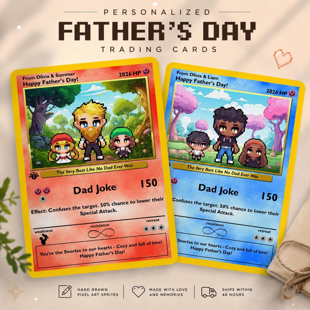 Father's Day Pokemon Card, Custom Pokemon Card, Gift for Dad, Father's ...
