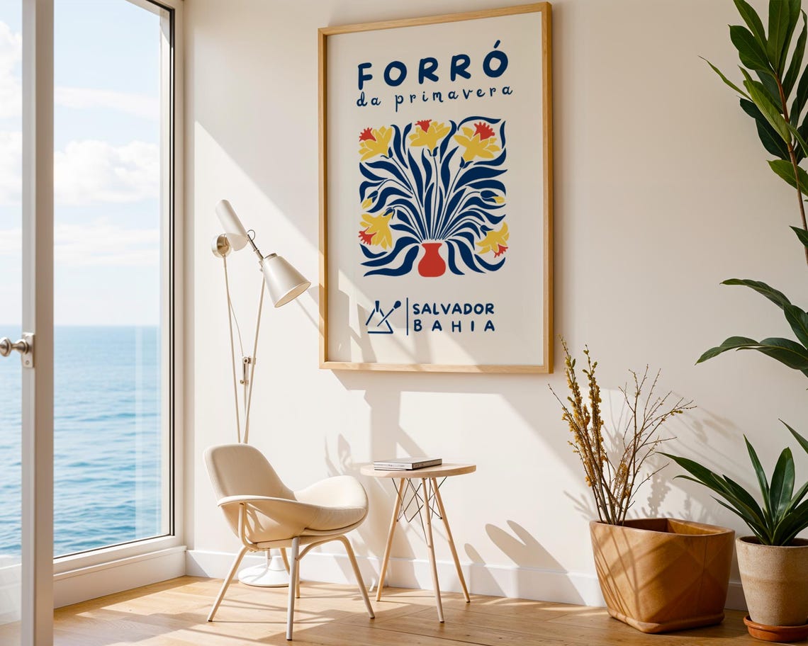 Brasilian Poster With Colorful Flowers | Forró Music Wall Art | Brazil ...