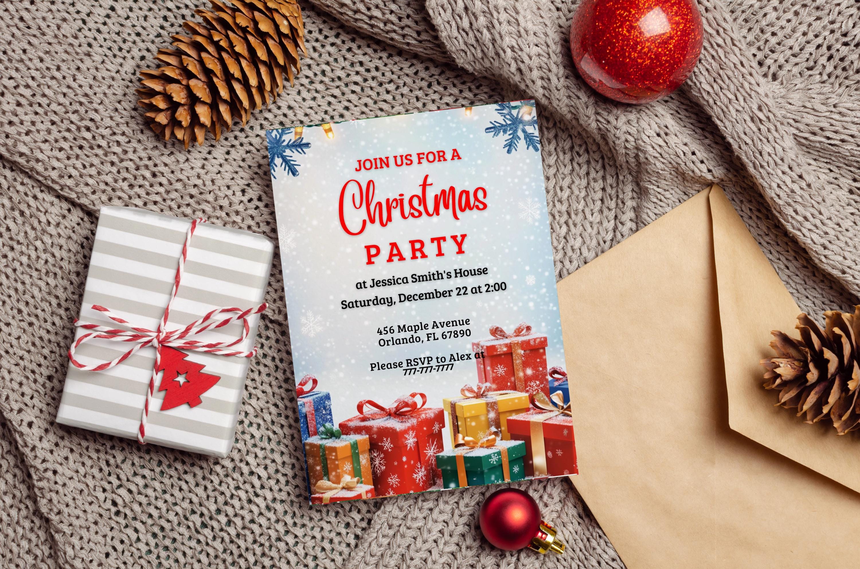 Christmas Party Invitation, Printable Christmas Invitation, Editable ...