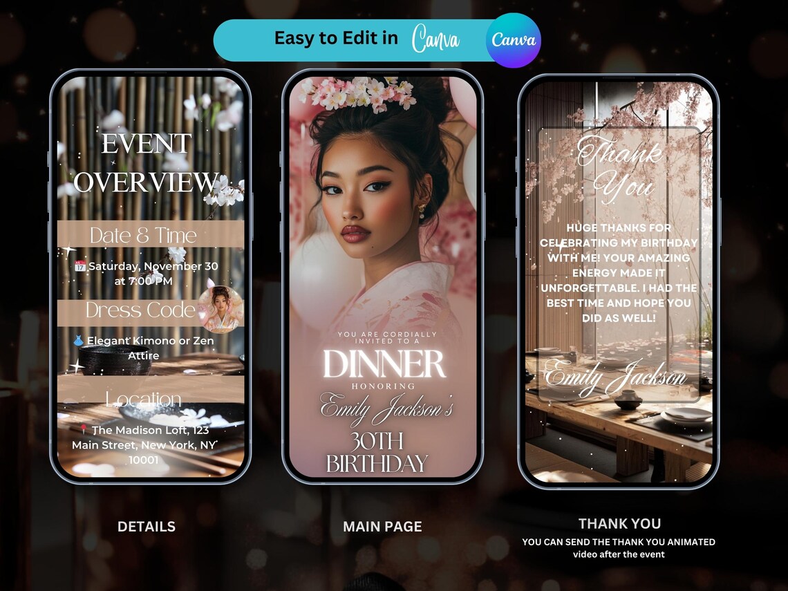 Editable Animated Birthday Party Invitation Template, Digital Save the ...