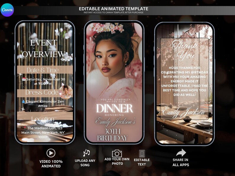 Editable Animated Birthday Party Invitation Template, Digital Save the ...