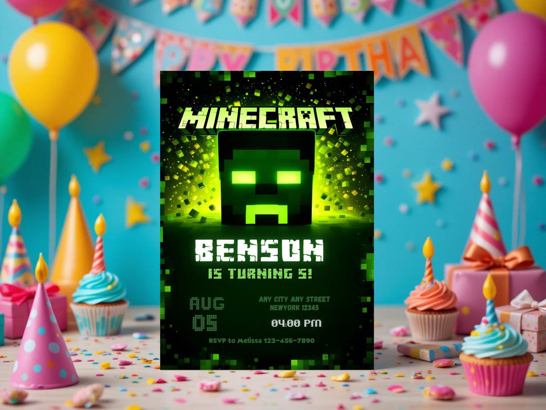 Minecraft Birthday Invitation Digital Download, Minecraft Party ...