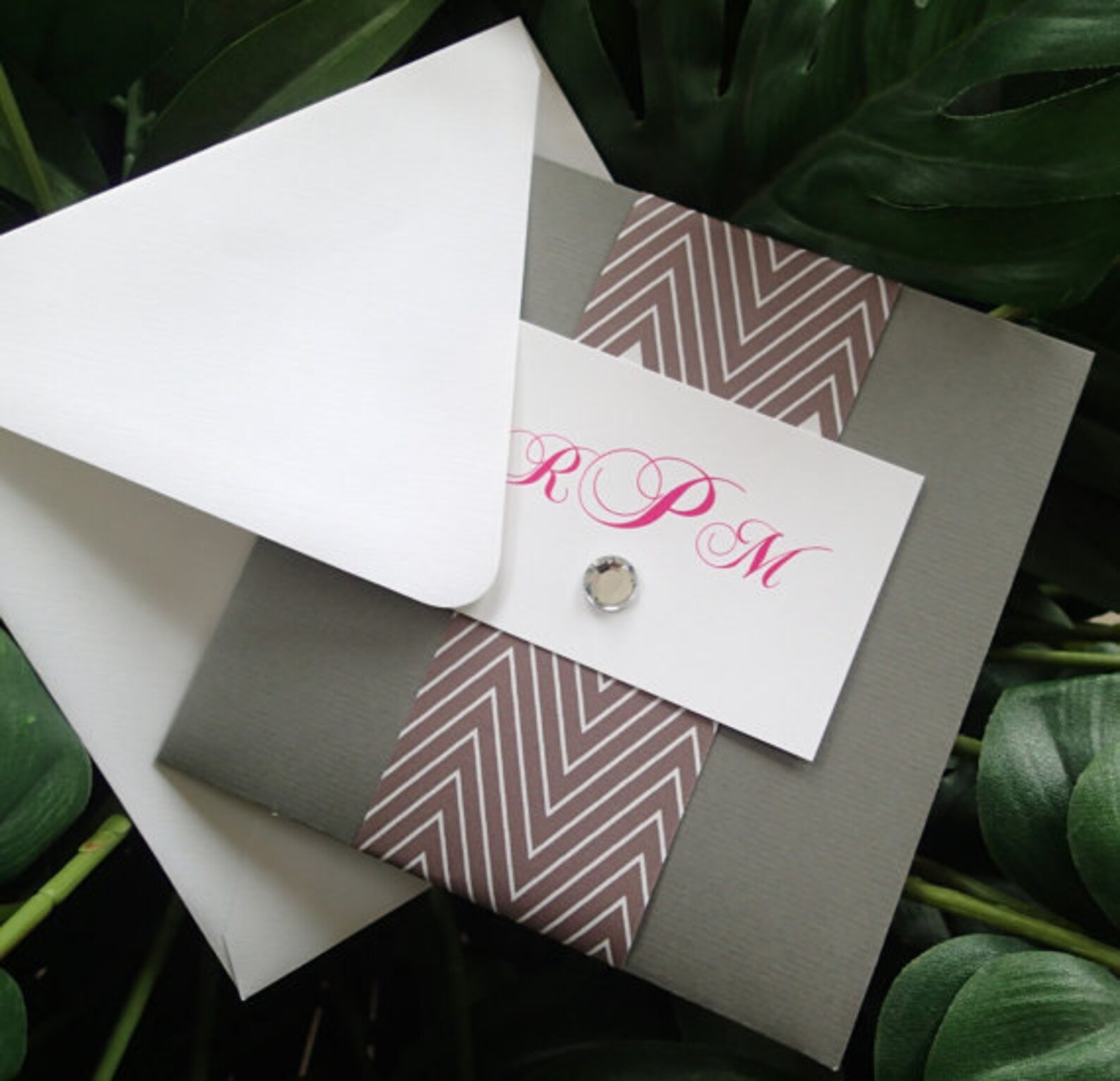 Custom pocket fold chevron invitation | Etsy