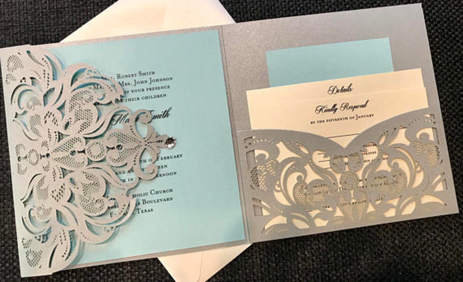 Laser Cut Pocket Invitation, DIY Wedding Invitation, Pocket Fold ...