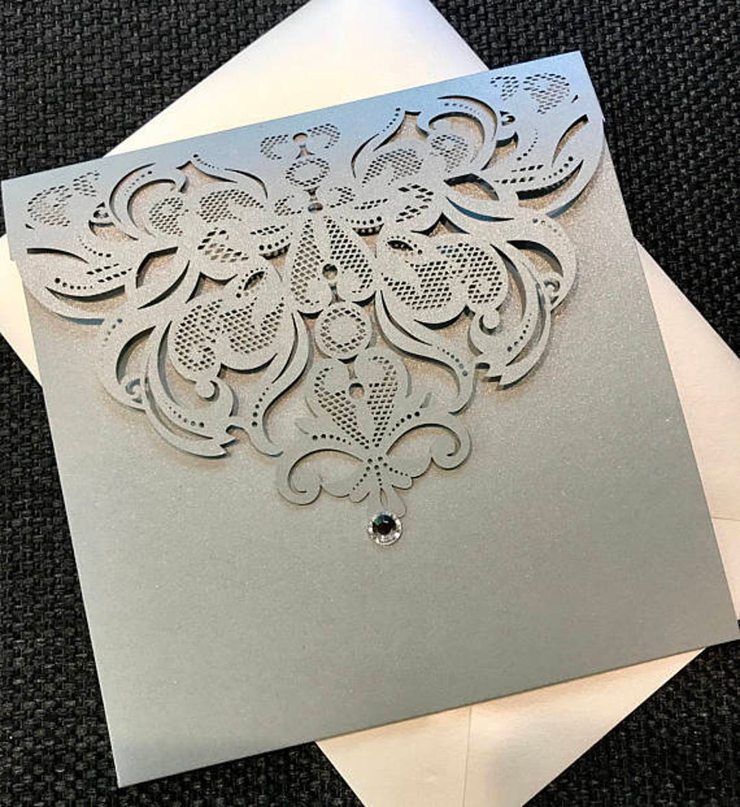 Laser Cut Pocket Invitation, DIY Wedding Invitation, Pocket Fold ...