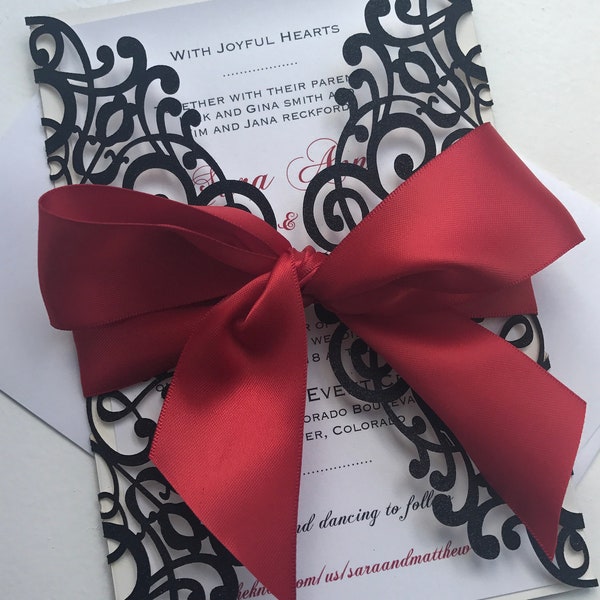 Laser Cut Black and Red Invitations - Etsy