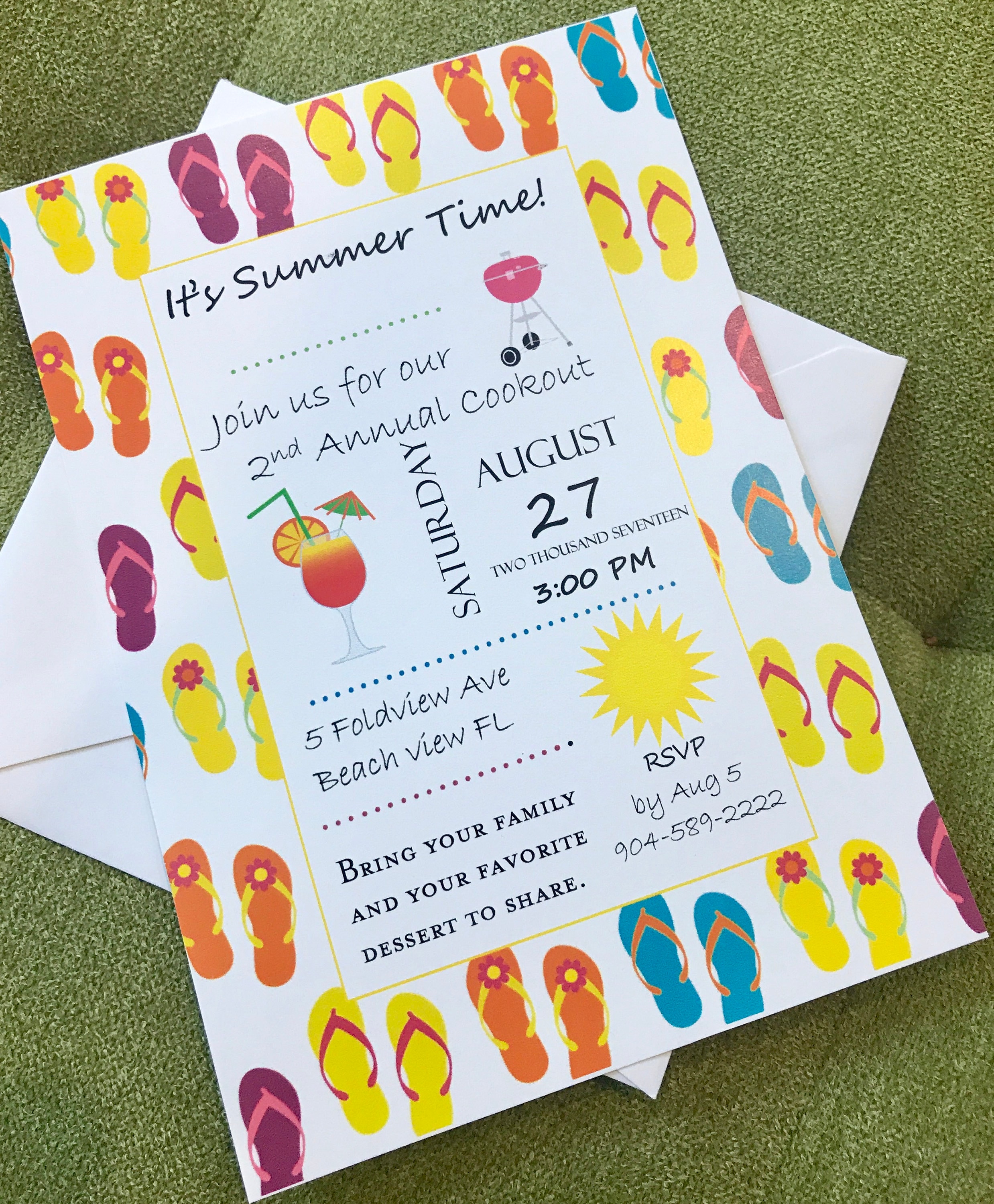 Flip flop invitation summer invitation pool party | Etsy