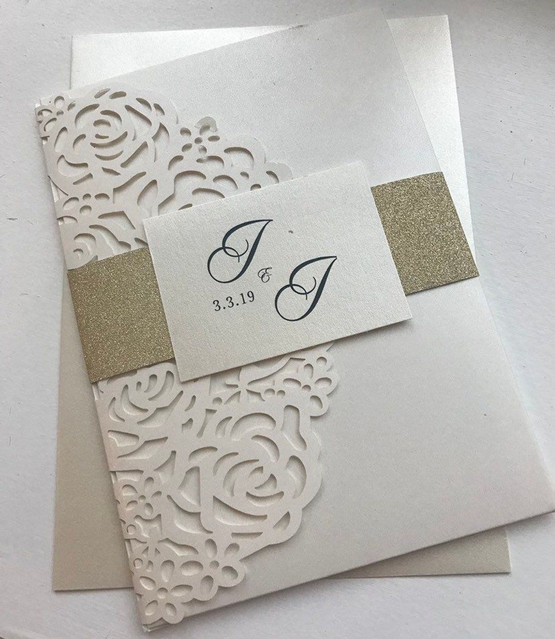 Laser Cut Wedding Invitations Ivory Laser Cut Pocket Wedding - Etsy