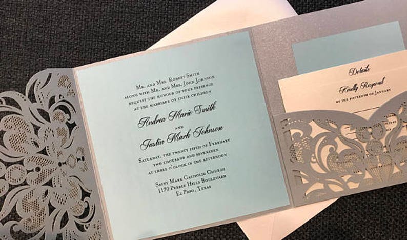 Laser Cut Pocket Invitation, DIY Wedding Invitation, Pocket Fold ...