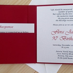 Red Pocket Fold Invitation, Red Wedding Invitation, Red Birthday Party ...