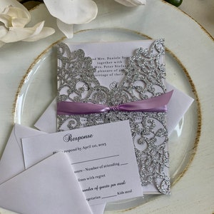 Lavender Wedding Invitation Set/suite, Lilac, White Wedding Invitation ...